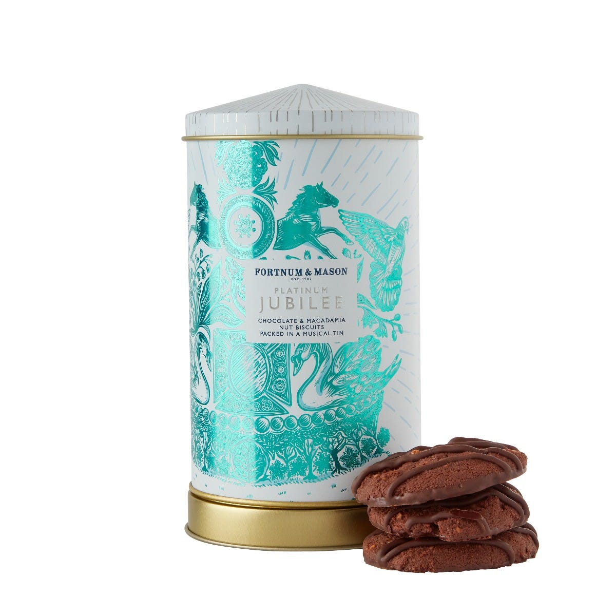 Fortnum's Platinum Jubilee Mini Musical Biscuit Tin, 150g - UK Store